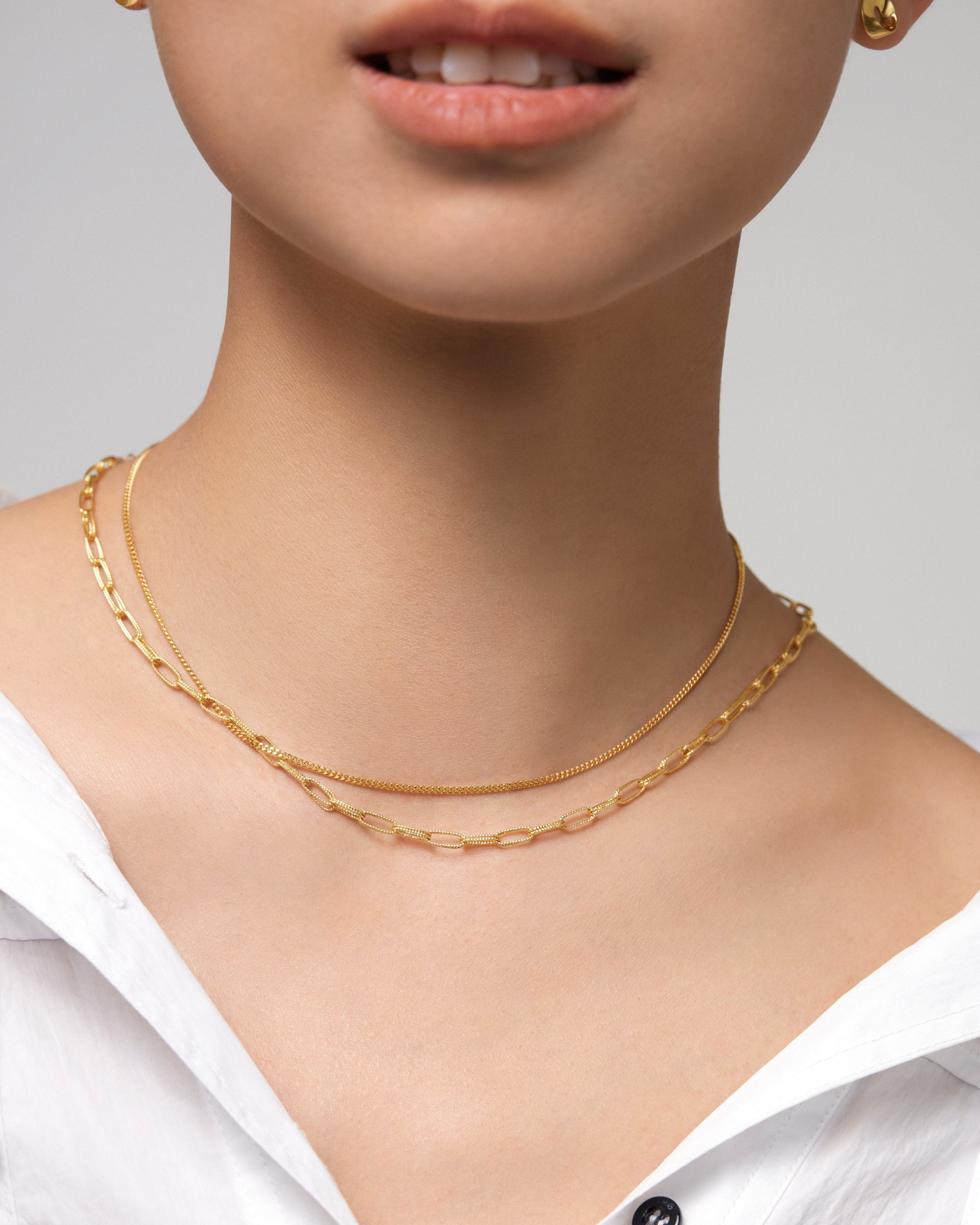 The Essentials Double Paperclip Chain Necklace - 18K Solid Gold